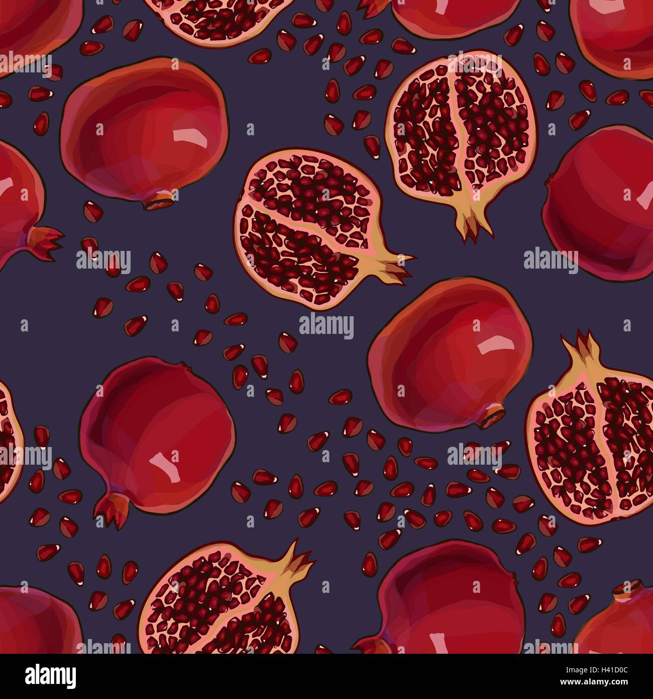 tasty pomegranates, vector seamless pattern Stock Vector Image & Art ...