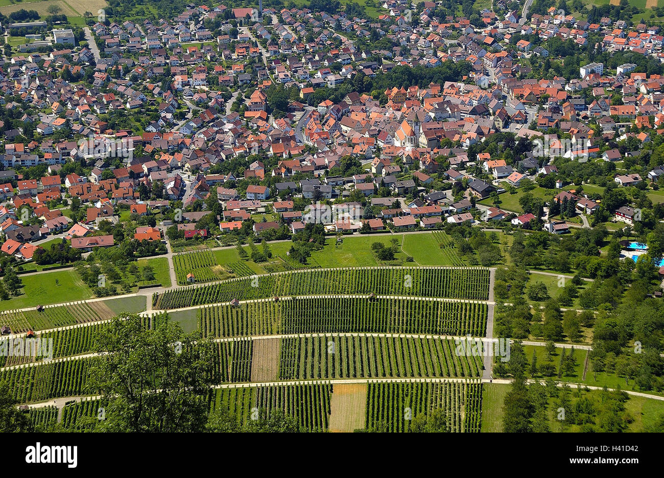 Germany, Baden-Wurttemberg, Swabian nightmare, Neuffen, town overview ...