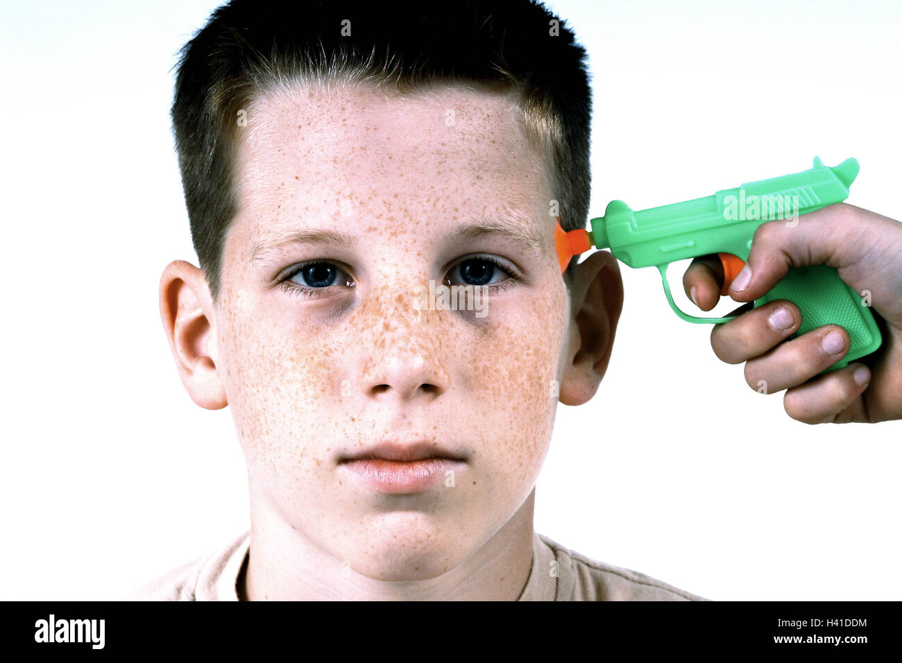 Boy, temple, toys gun, game, threat, friend, detail, hand, young person ...