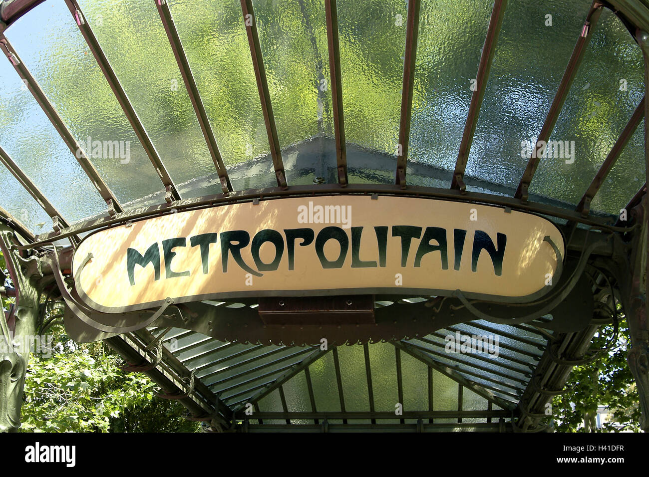 France, Paris, Montmartre, subway station Abbesses, sign, "Metropolitan ...