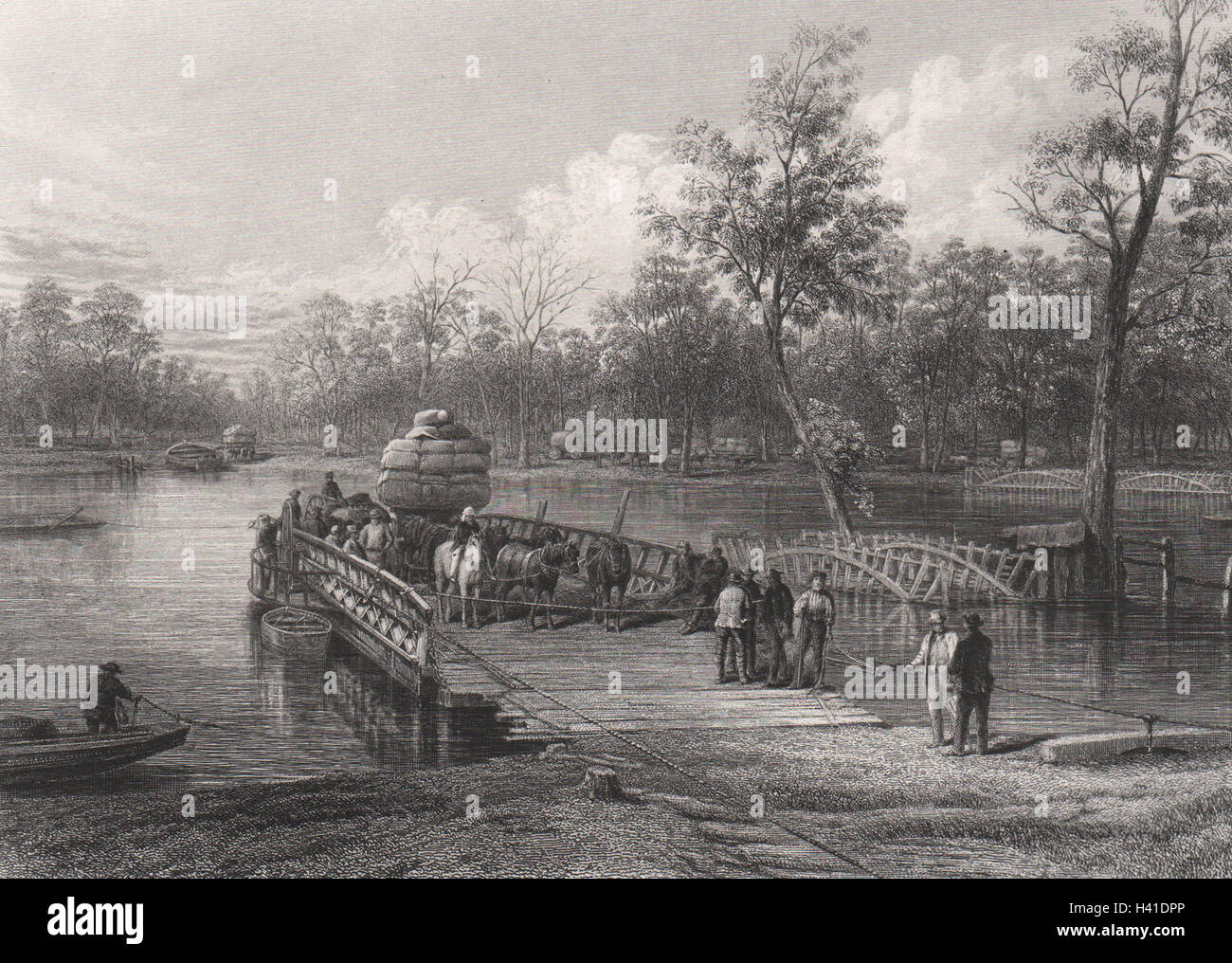 "The Punt, Echuca", Victoria, by Edwin Carton BOOTH. Wharf. Australia ...