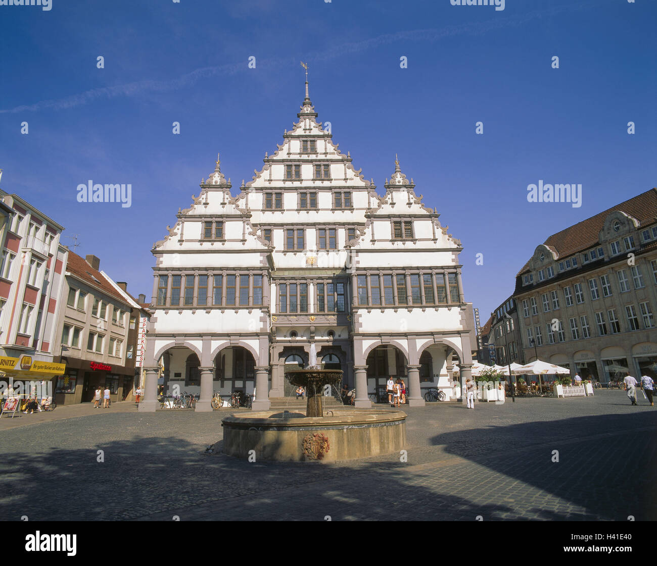Germany, North Rhine-Westphalia, Paderborn, city hall, city hall square ...