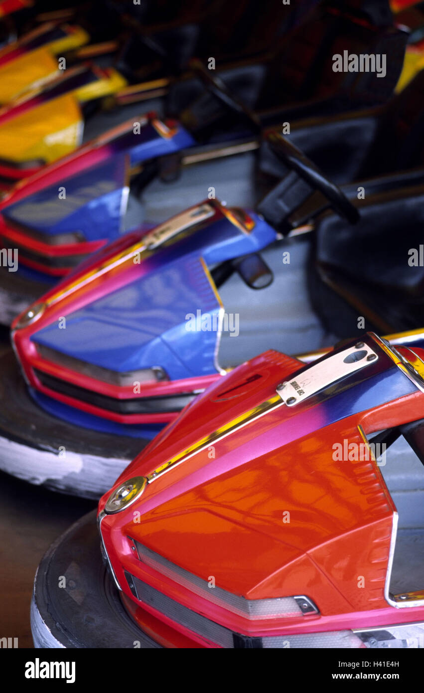 Dodgem cars, side by side, brightly, fair, public festival, event, fair ...