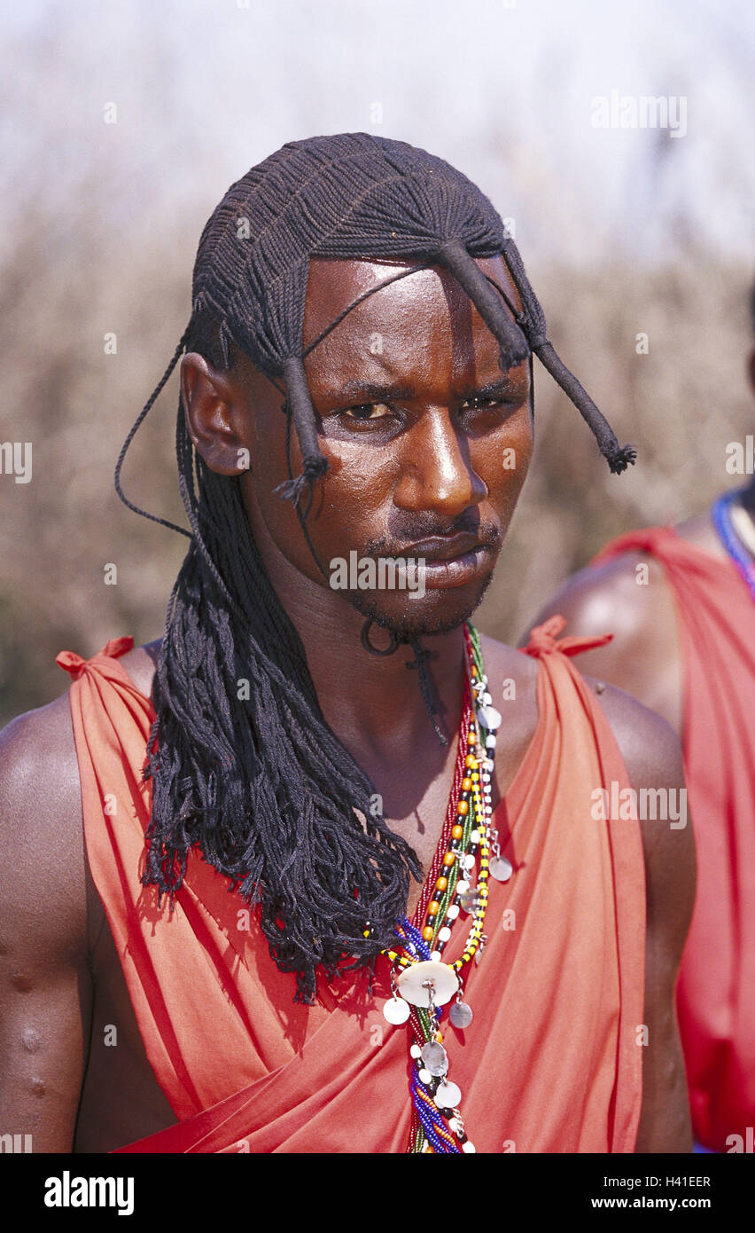 East, Africa, Kenya, man, Masai, portrait, no model release!, Africa ...