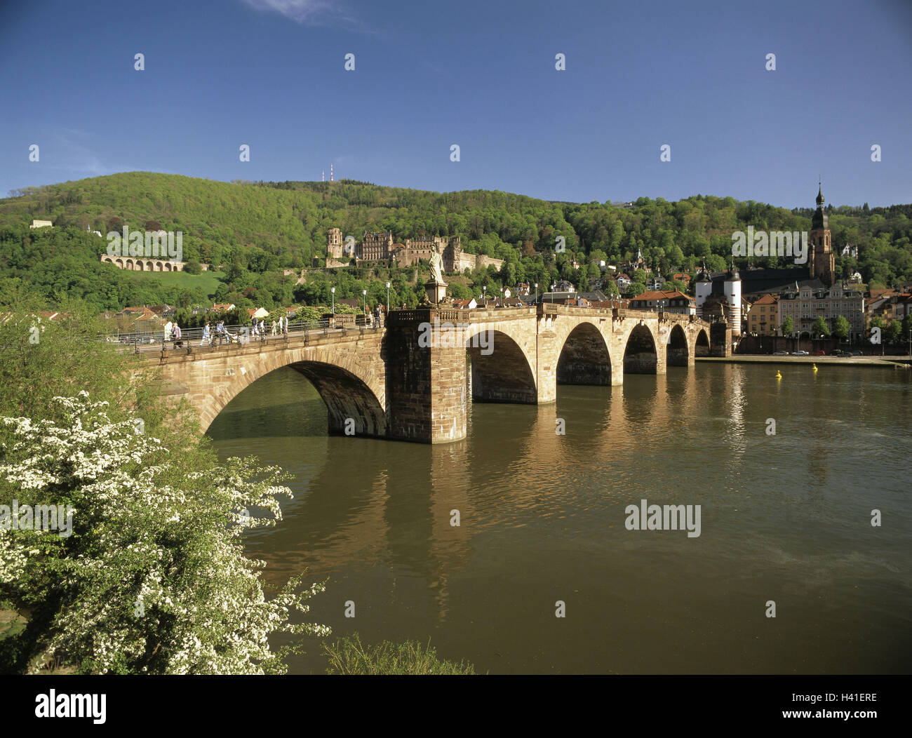 Germany, Baden-Wurttemberg, Heidelberg, town view, lock, old Neckar ...
