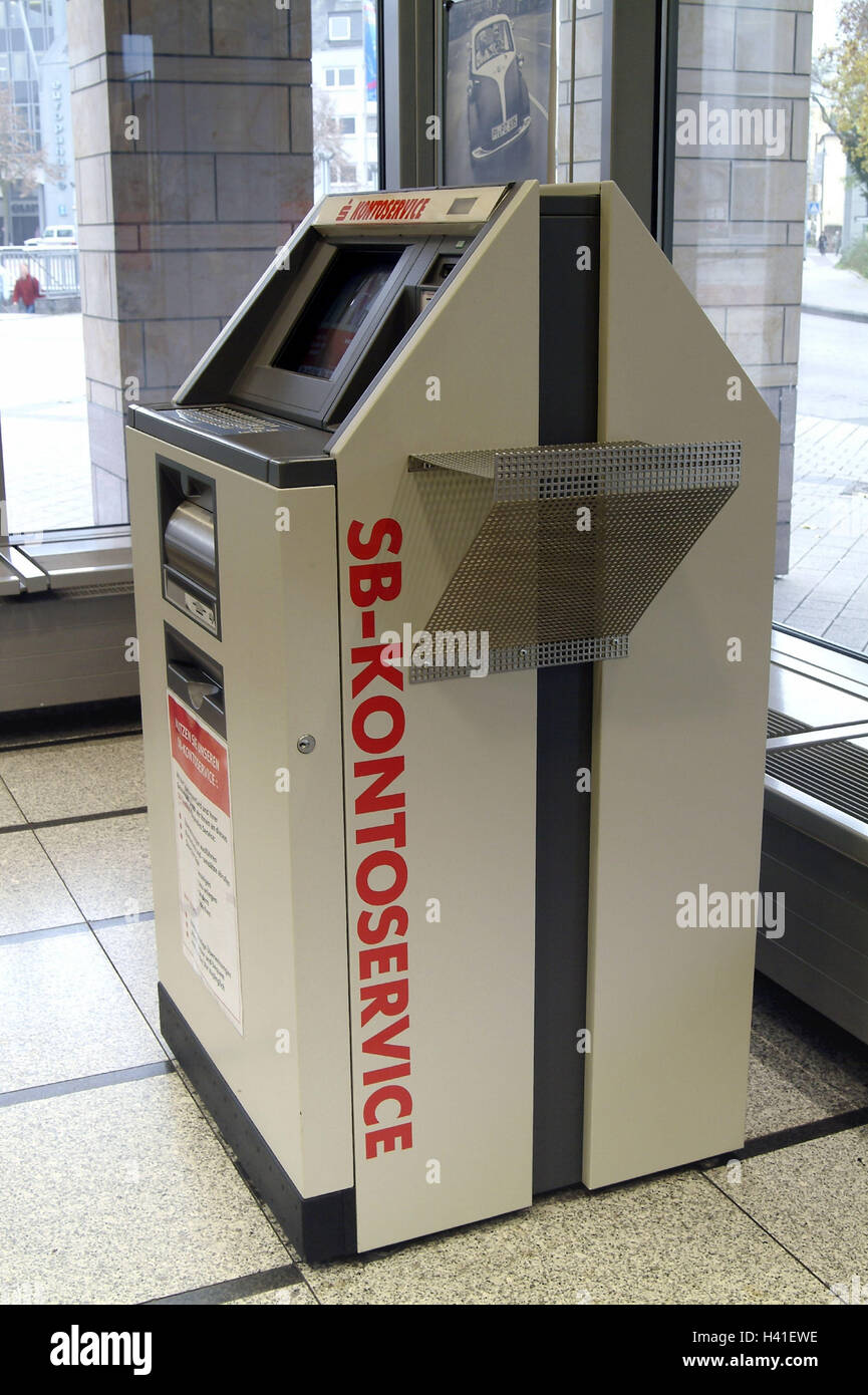 Bank, indoors, vending machine, self-service account services, Credit ...