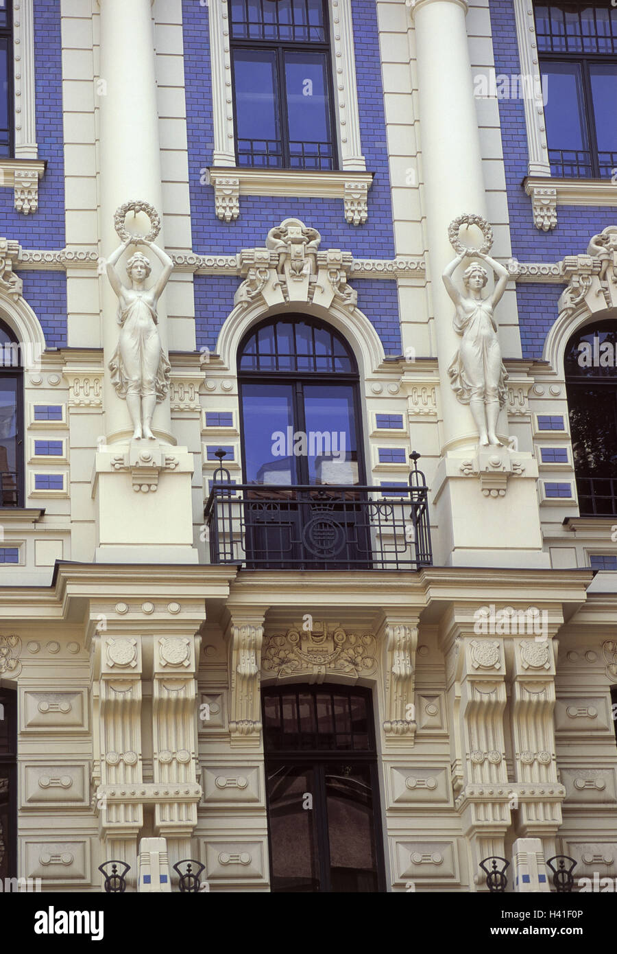 Latvia, Riga, Old Town, Schützenstrasse, house facade, art nouveau ...