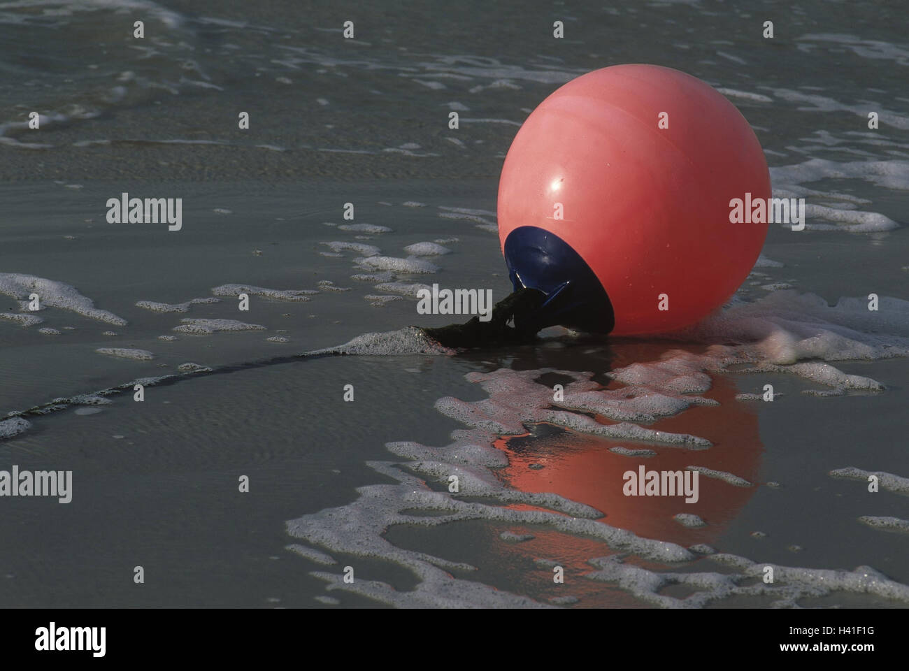 Sea, beach, buoy, North Germany, North Sea island, Kniepsand, shallow ...