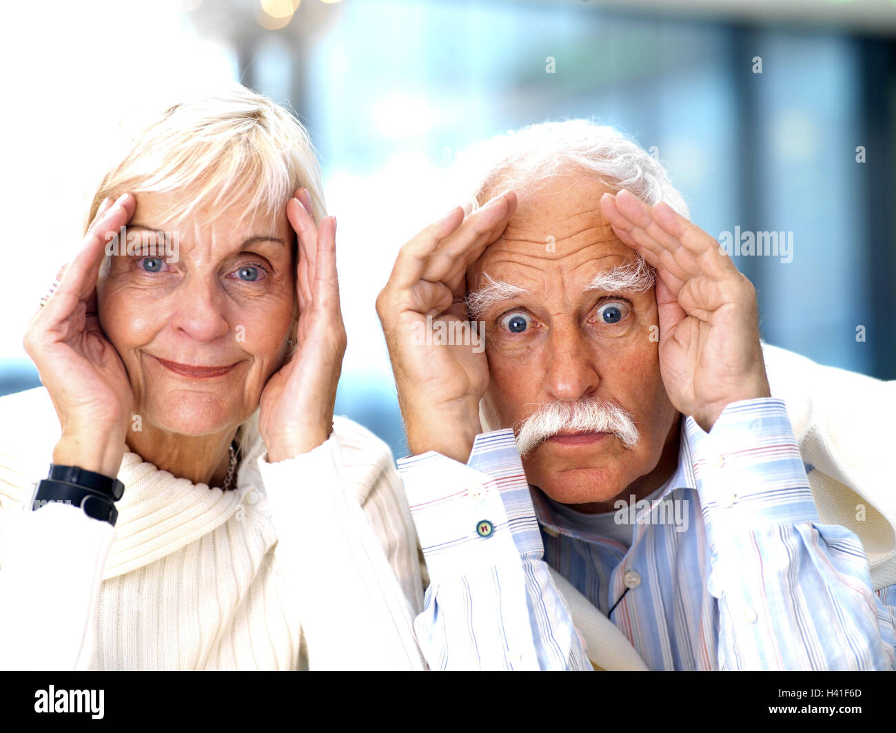 Senior pair, shopping sprees, gesture, Gaze, display windows, interest ...
