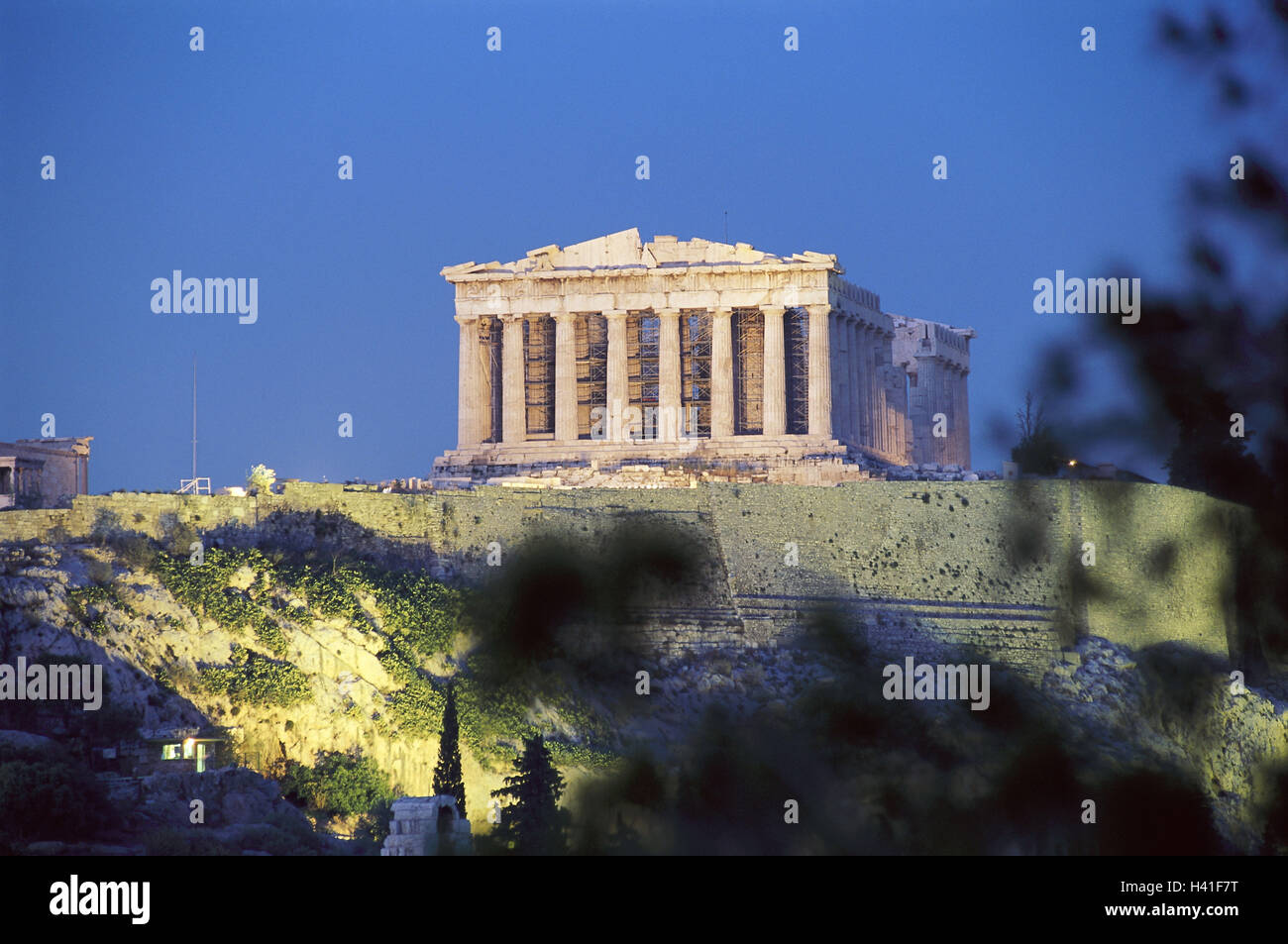 Greece, Athens, Acropolis, Parthenon, lighting, dusk, Europe, peninsula ...