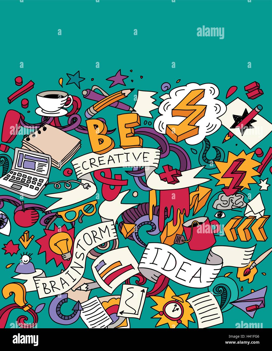 Creative doodles idea brainstorm color card Stock Vector Image & Art ...