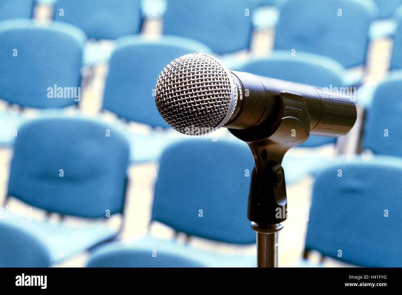 Lecture-hall, empty, chairs, microphone, Detail Hall, lecture-hall ...