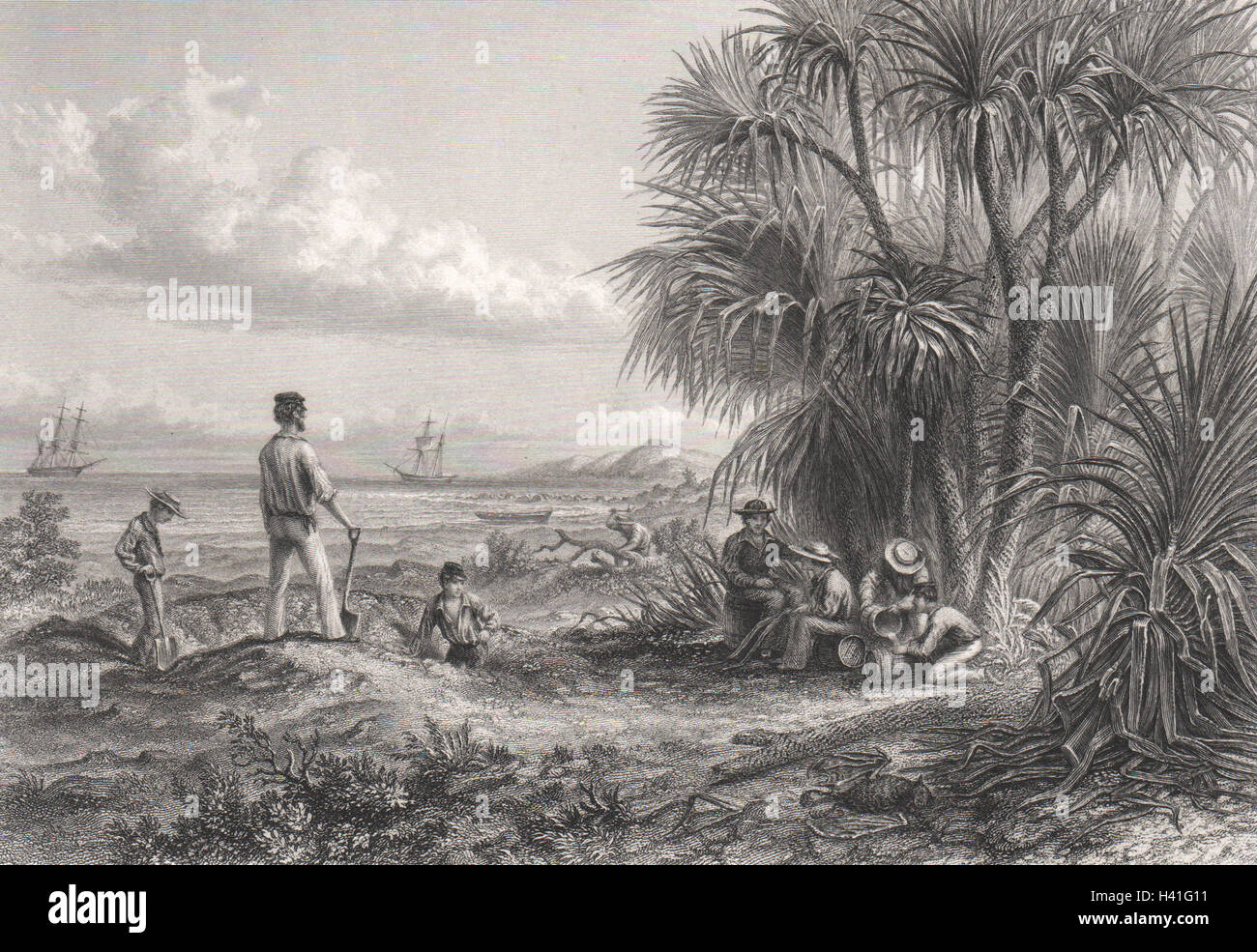 "An Explorer's Camp", by Edwin Carton BOOTH after Thomas BAINES ...