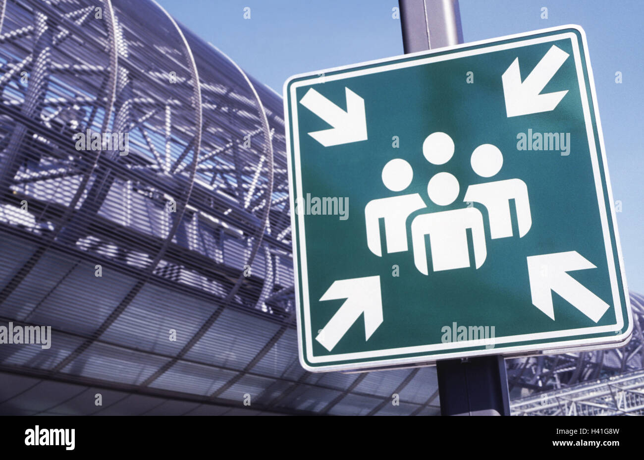 Germany, North Rhine-Westphalia, Dusseldorf, airport, sign ...