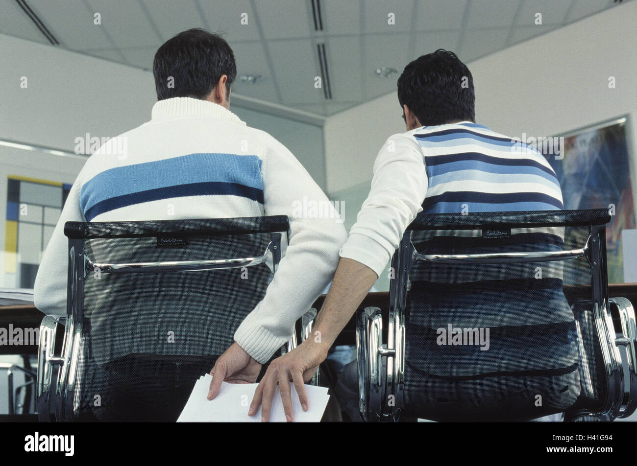 Office, employee, sit, trade back view, bases, secrecy, embezzlement ...