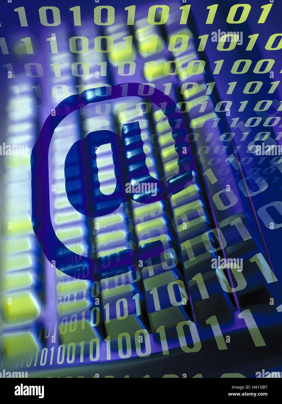 Binary code, keyboard, at-sign, icon, information technology, e-mail ...