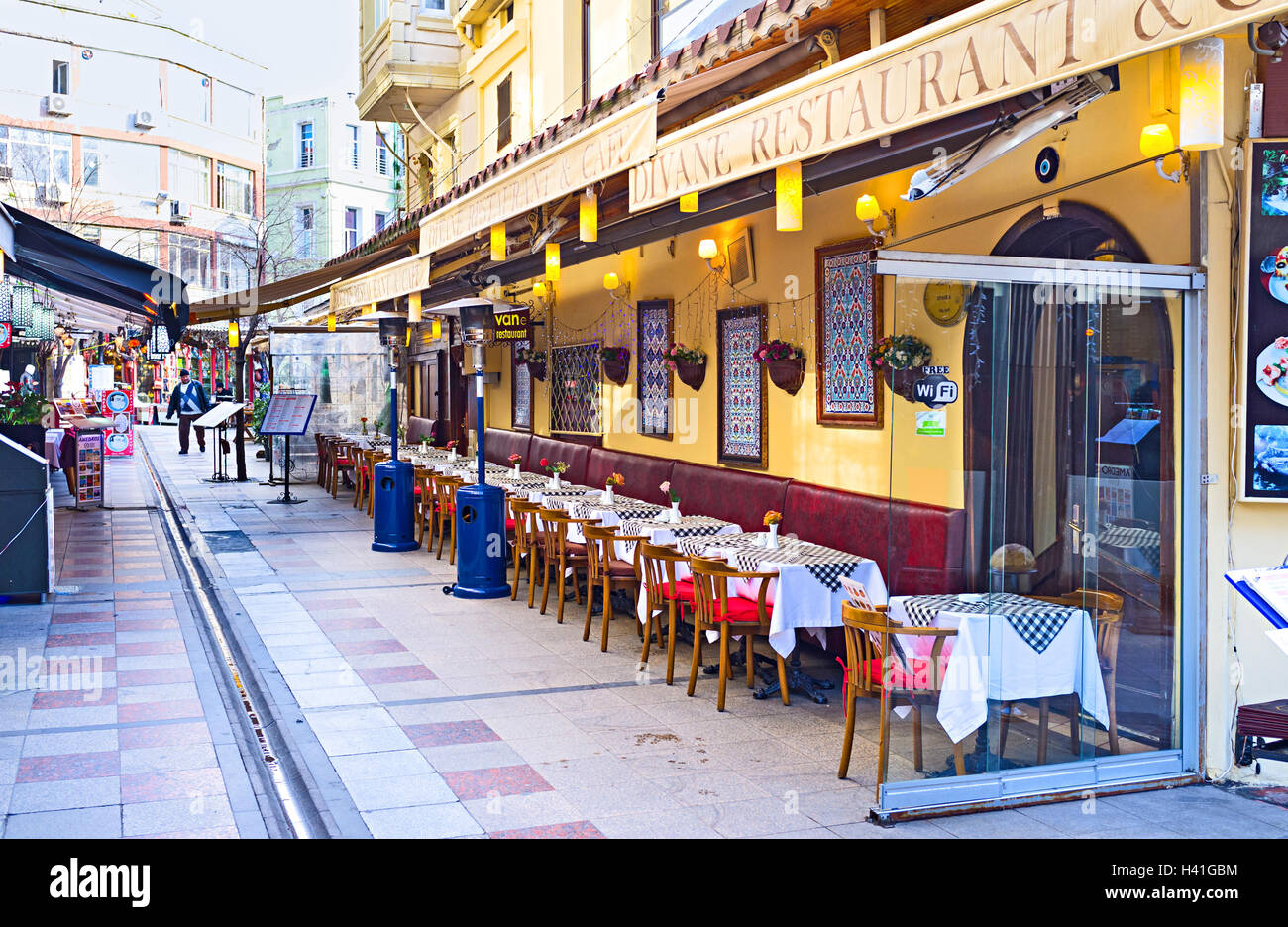 The narrow street in the tourist neighborhood is the best place for the ...