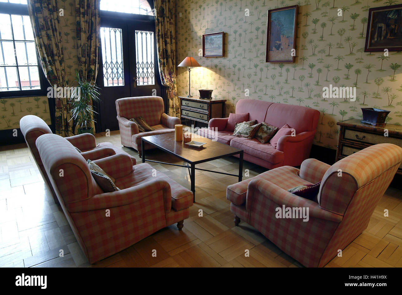 Germany, Saarland, Mettlach, guest house lock Saar corner, living space ...