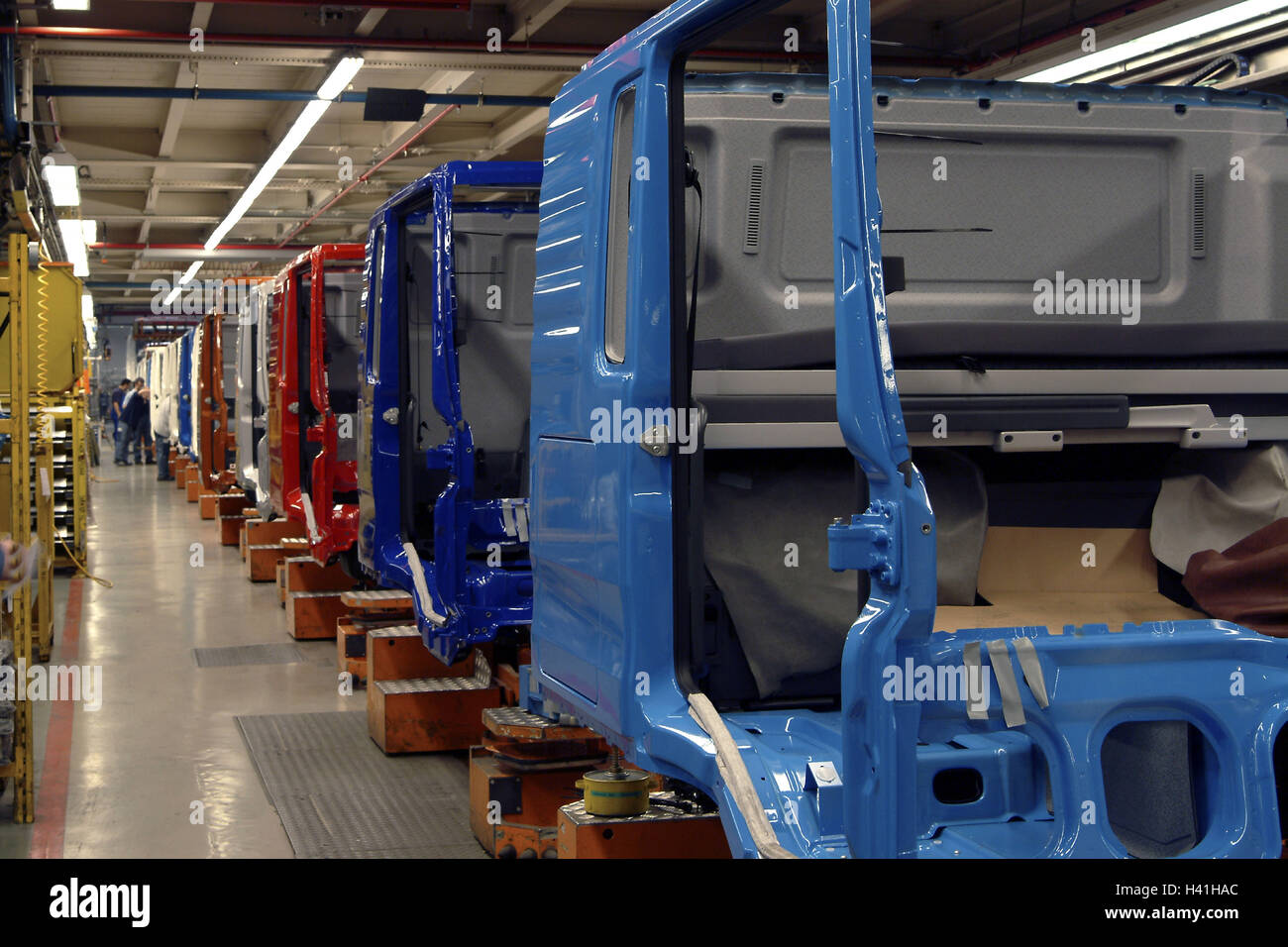 One truck production, factory building, editing line, cabs, detail ...