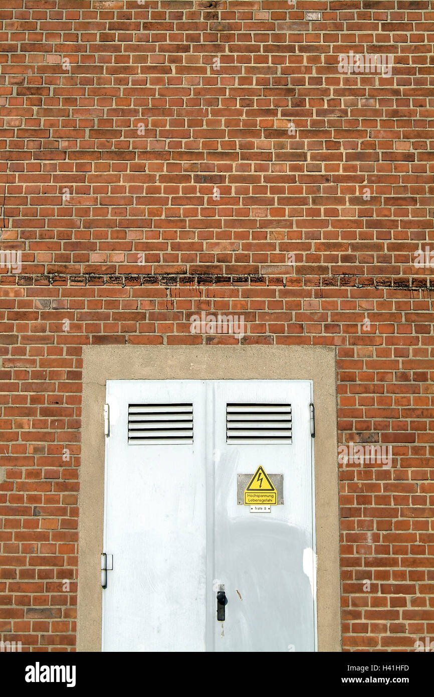 Clay brick wall, iron door, wall, defensive wall, brick defensive wall ...