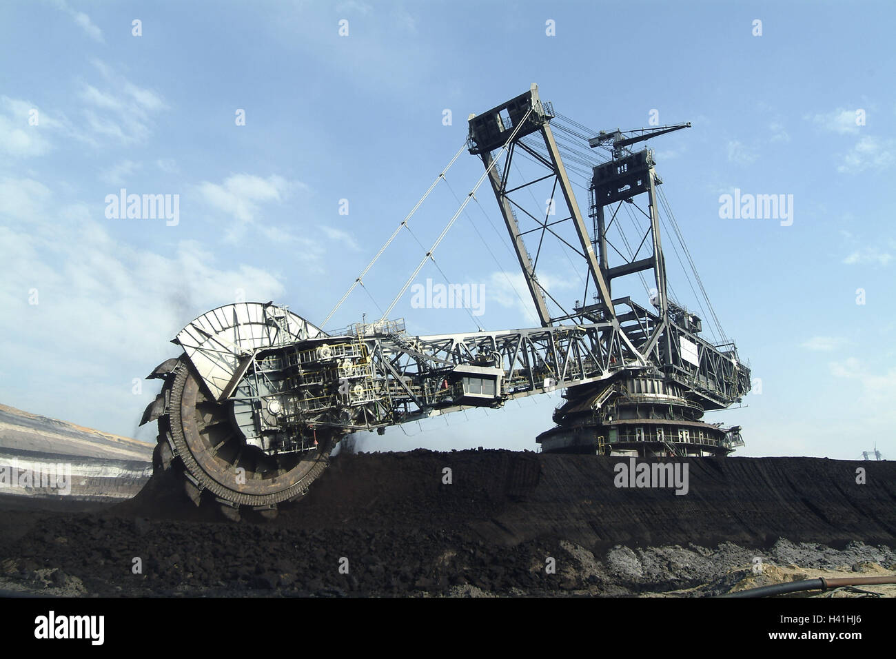 Brown coal opencast mining, bucket wheel excavator, mine, brown coal ...