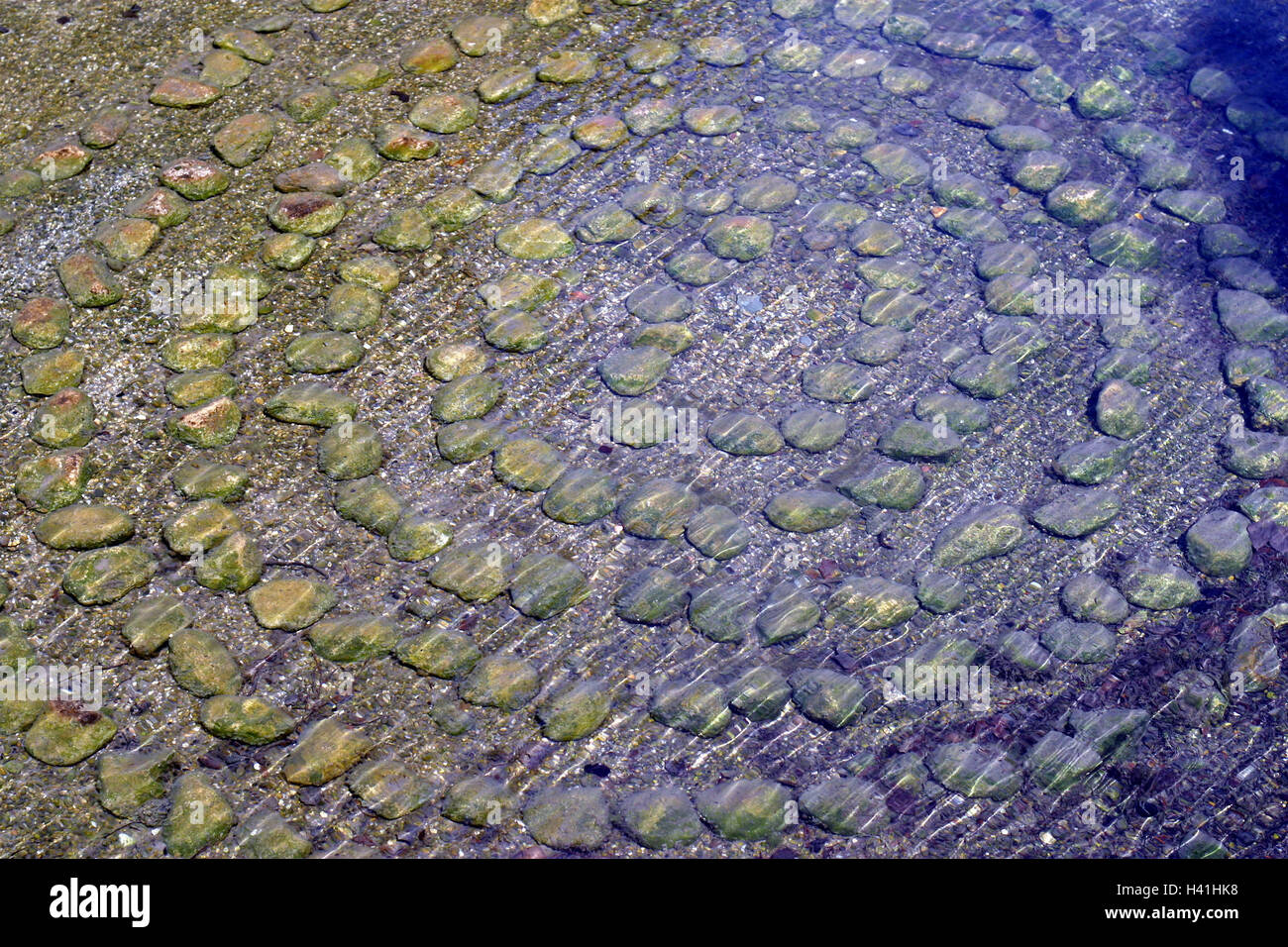 Brook, water, ground, stones, array, circularly, circles, stone circles, arranged, mystically ...