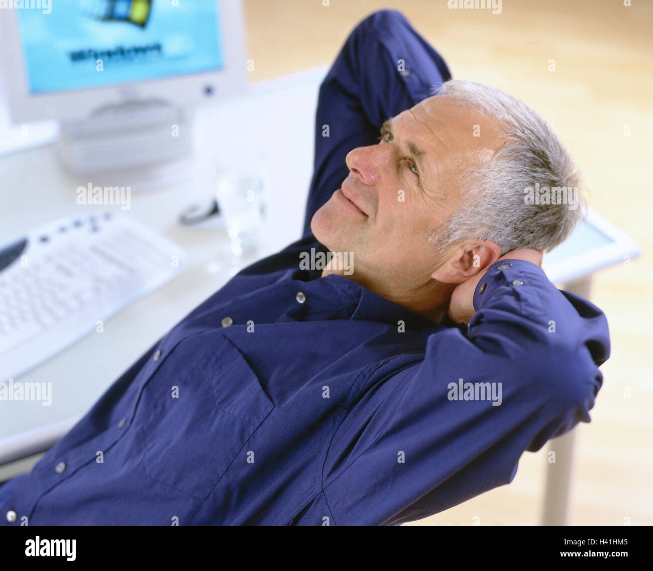 Office, desk, office worker, work break, is relaxing, workplace, man ...