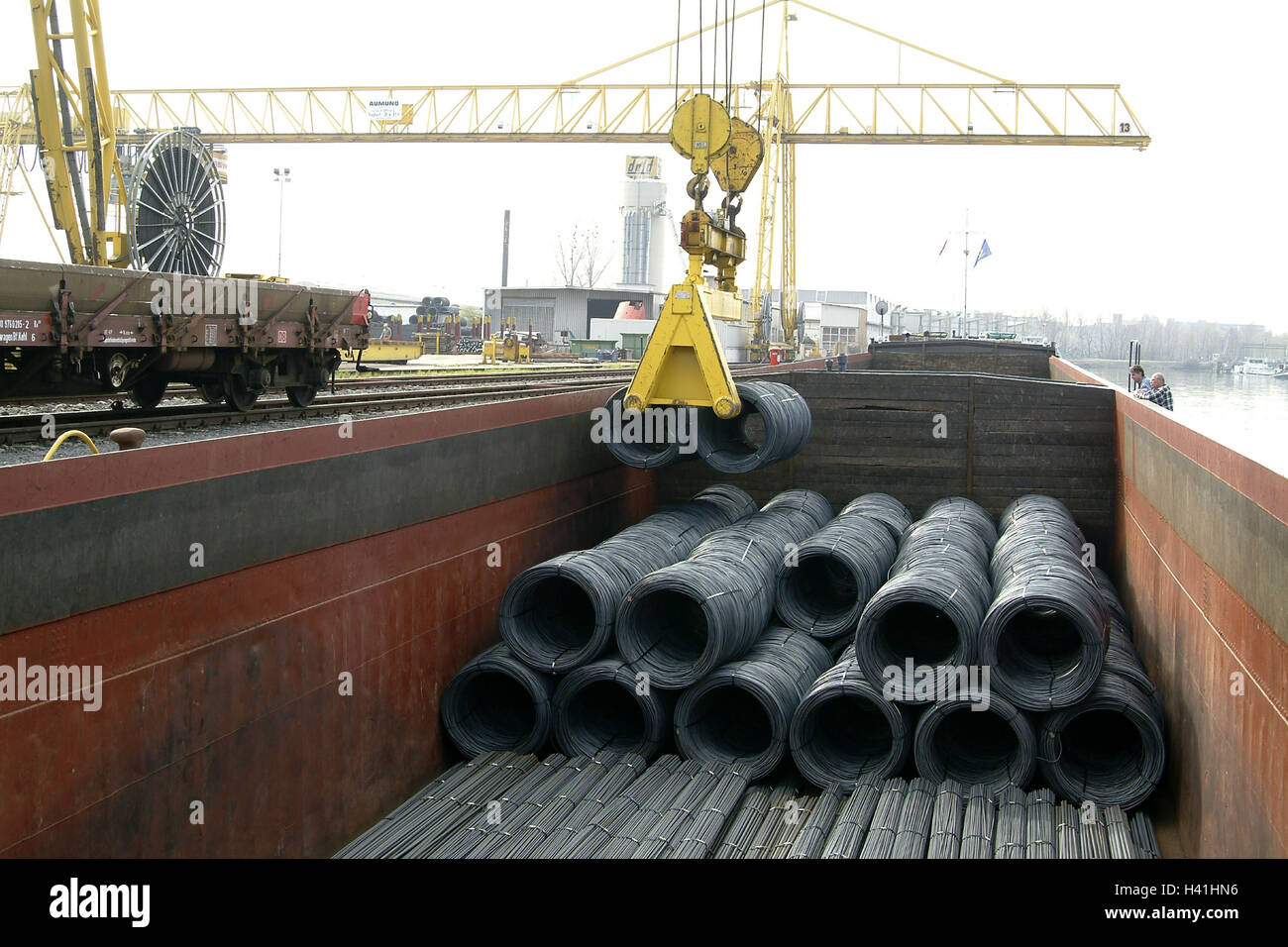 Harbour, ship, invest, ironworks, tread round bar steel rolling, rolled ...