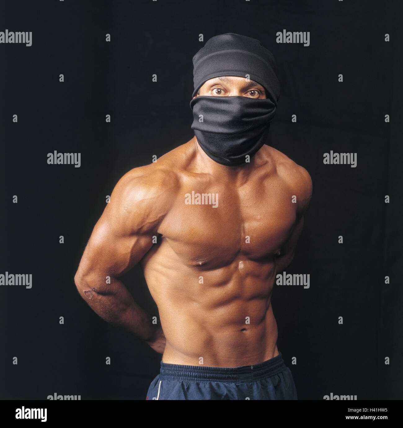 Man, masks, free upper part of the body, athletic, printout ...