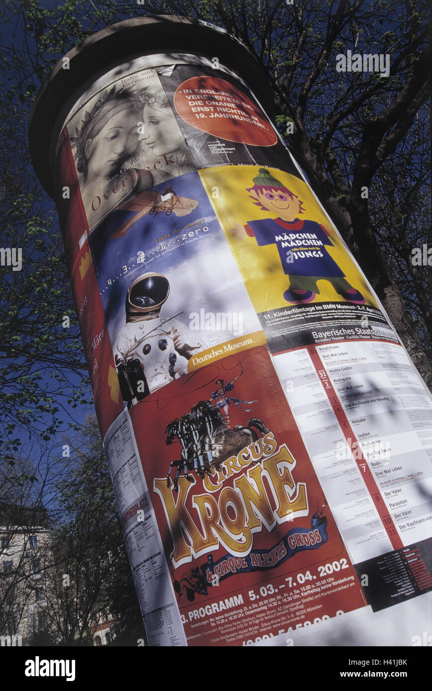 Advertising pillar, detail, product photography, publicly, pillar ...