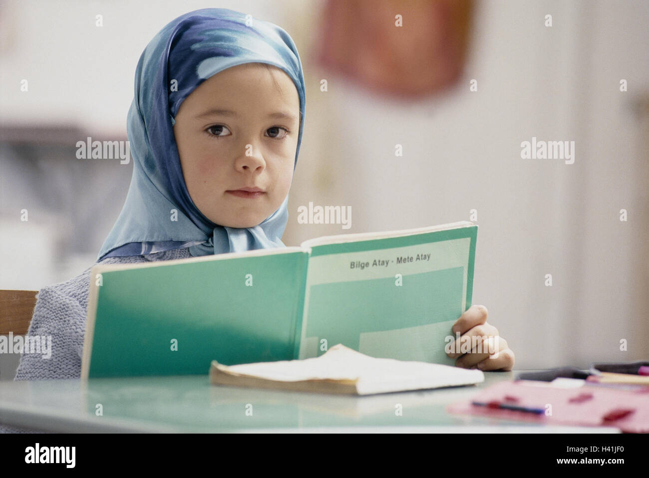 School desk, girl, Muslimin, book, read, model released, school ...