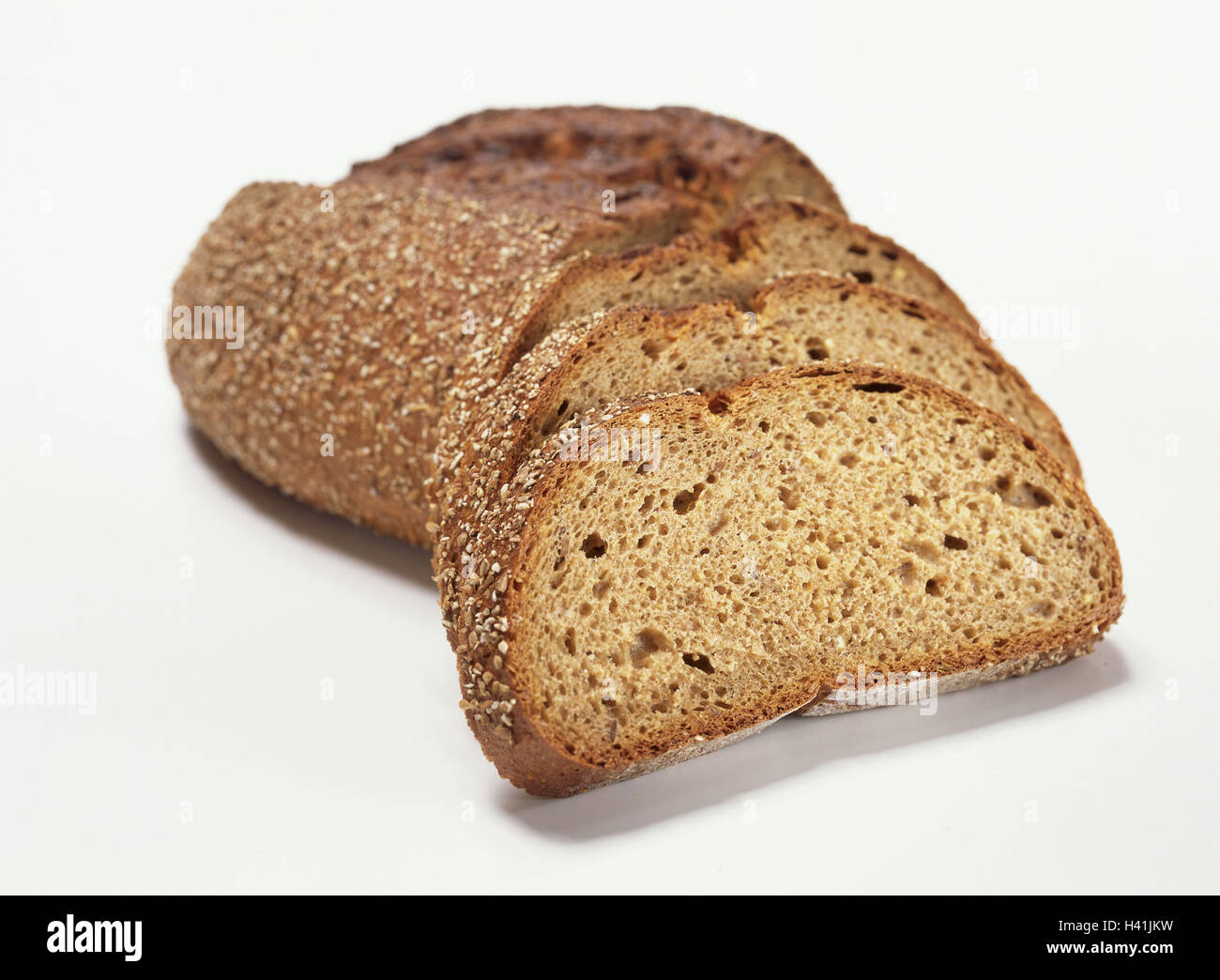 Loaf bread, slices bread cut open, bread, slices, wheat and rye bread ...