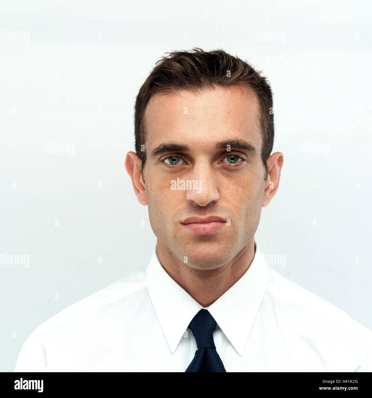 Man, young, seriously, portrait, model released, very close, view ...