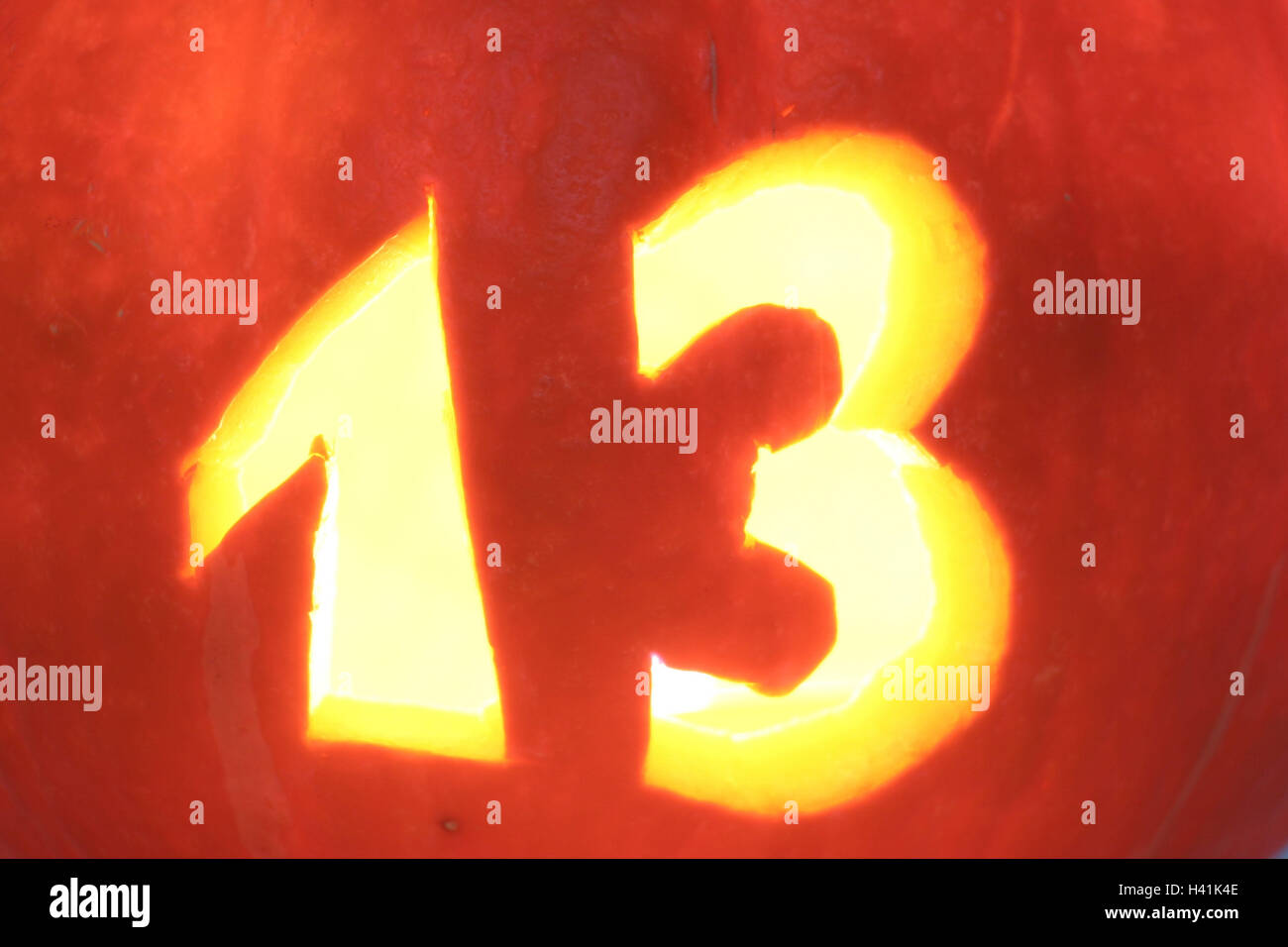 Pumpkin carving, detail, number, 13 numbers, thirteen, luck number ...