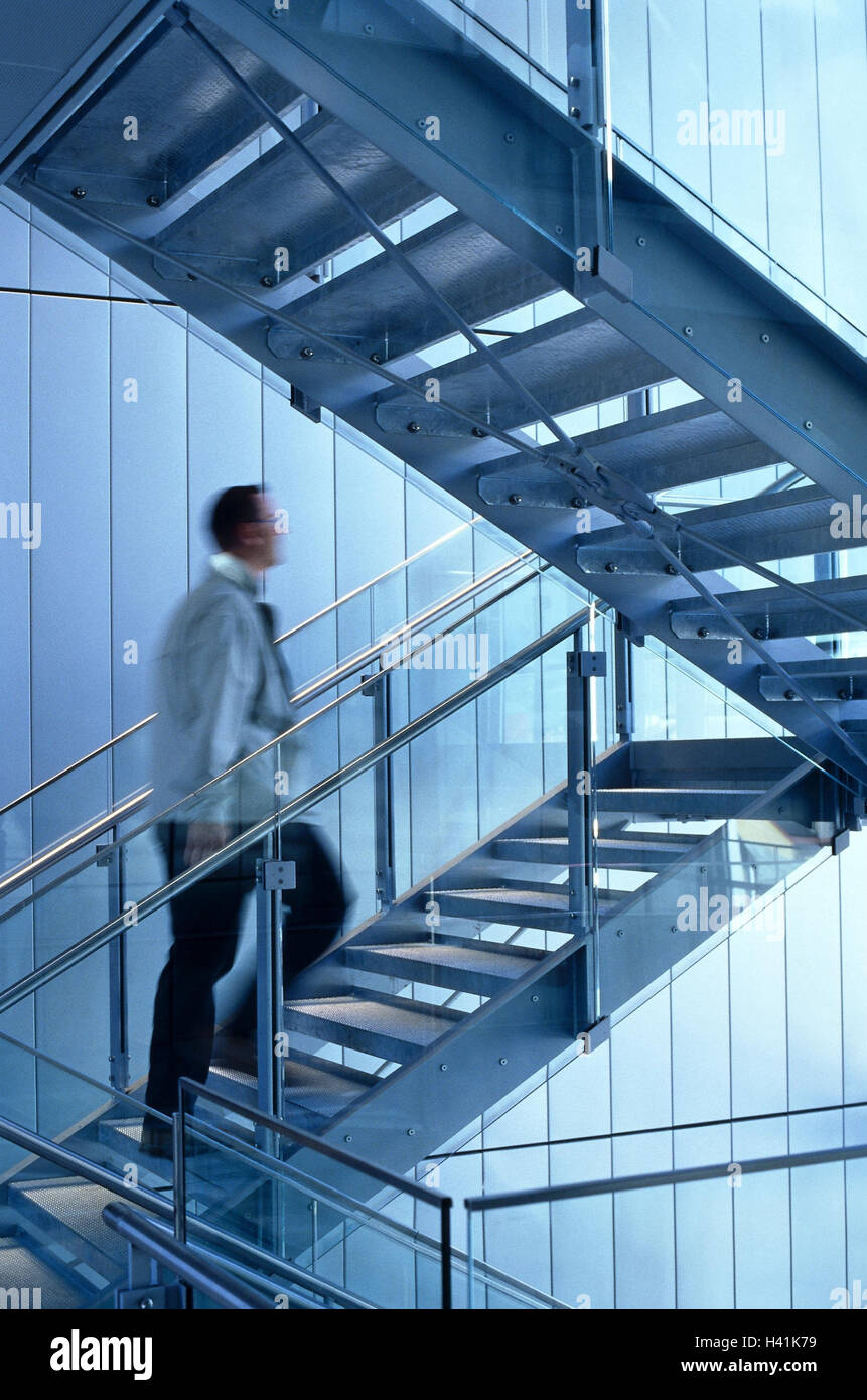 Stairwell, man, blur, inside, building, detail, steel stairs, stairs ...