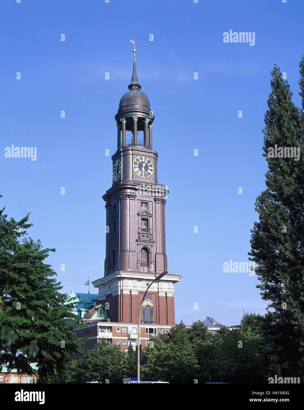Germany, Hamburg, church St. Michaelis, detail, tower, town, church ...