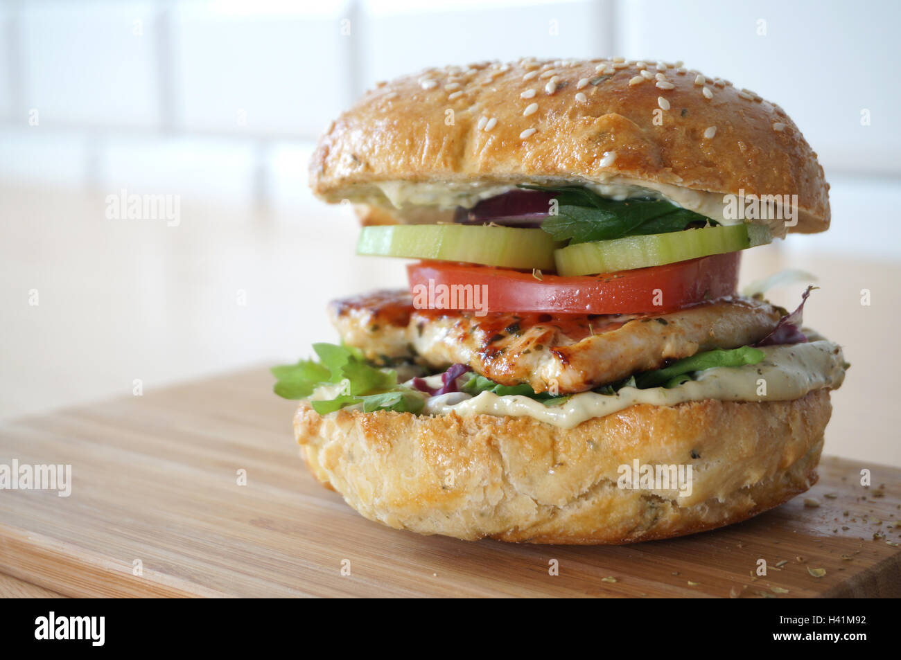 Burger chicken patty bacon hi-res stock photography and images - Alamy