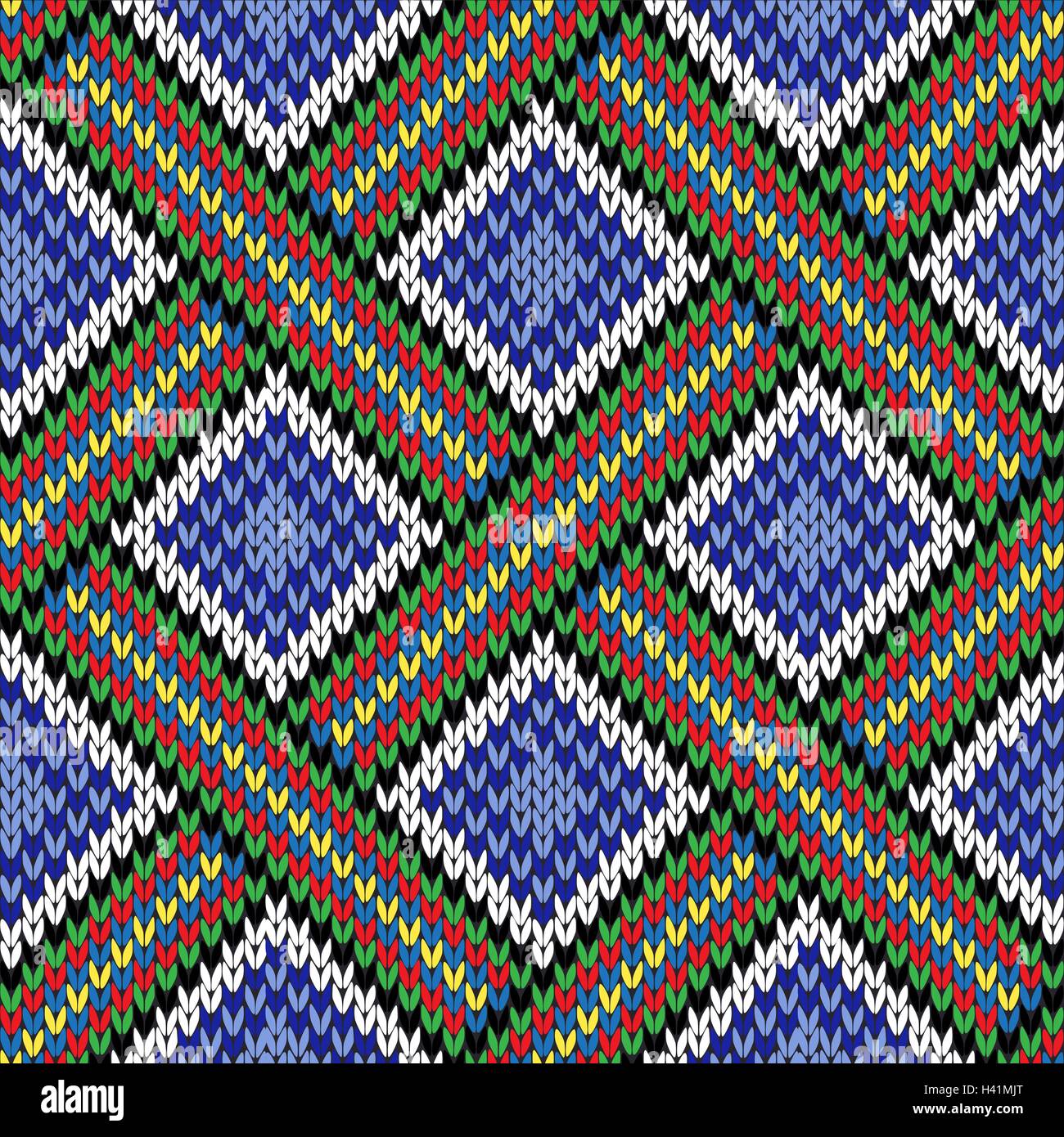 Abstract knitting ornamental seamless colorful vector pattern with ...