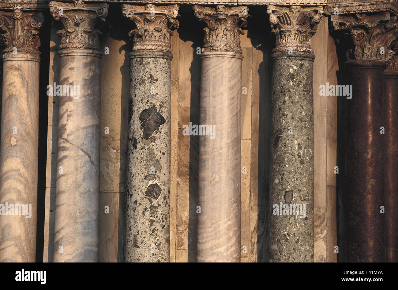 Church, detail, marble pillars Italy, Venice, Markus's cathedral ...