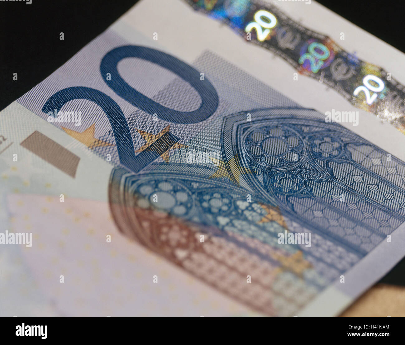 Twenty euro banknotes, detail, banknote, bank note, euro banknote ...