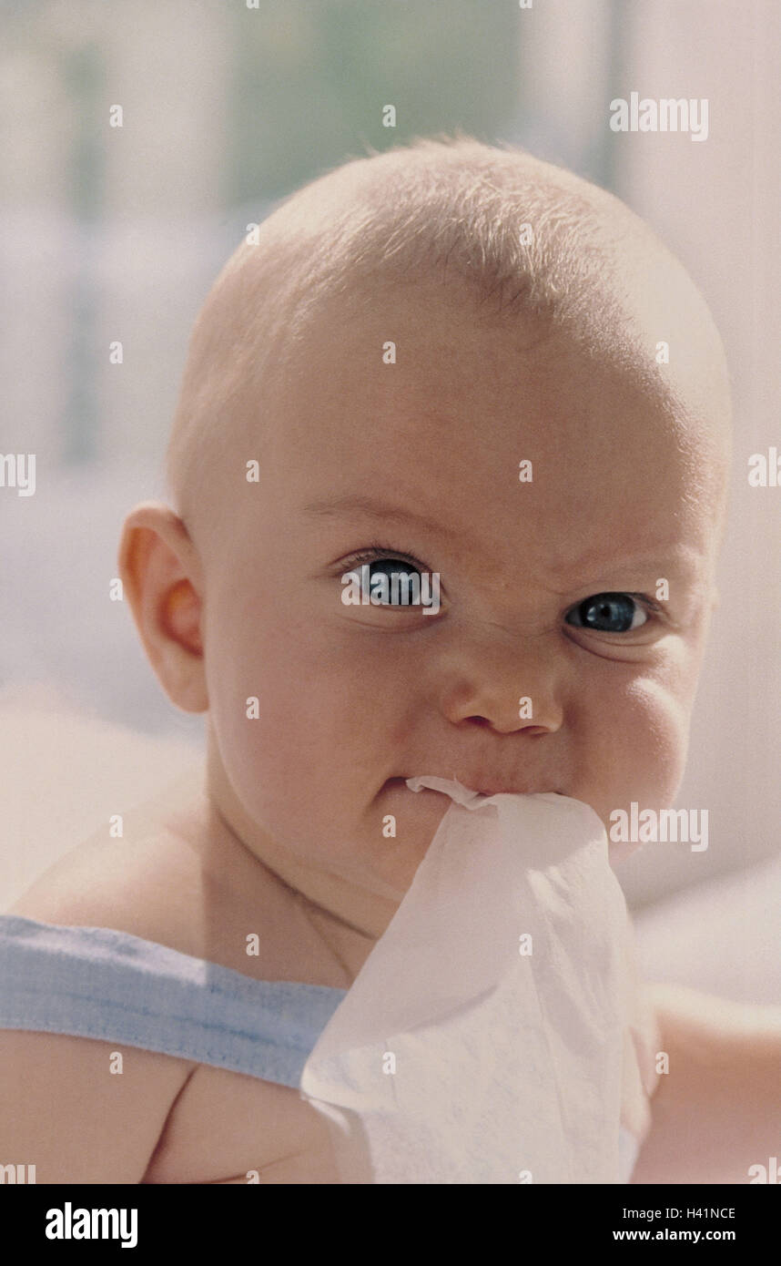 Baby, mouth, paper cloth, gaze camera,, Portrait Child portrait, child ...