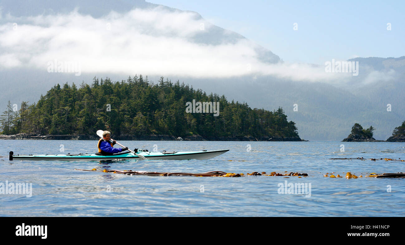 Kayaking in Johnstone strait. Vancouver island. British Columbia ...