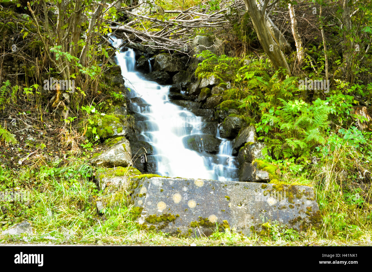 waterfall with smooth water in autumn landscape Stock Photo - Alamy