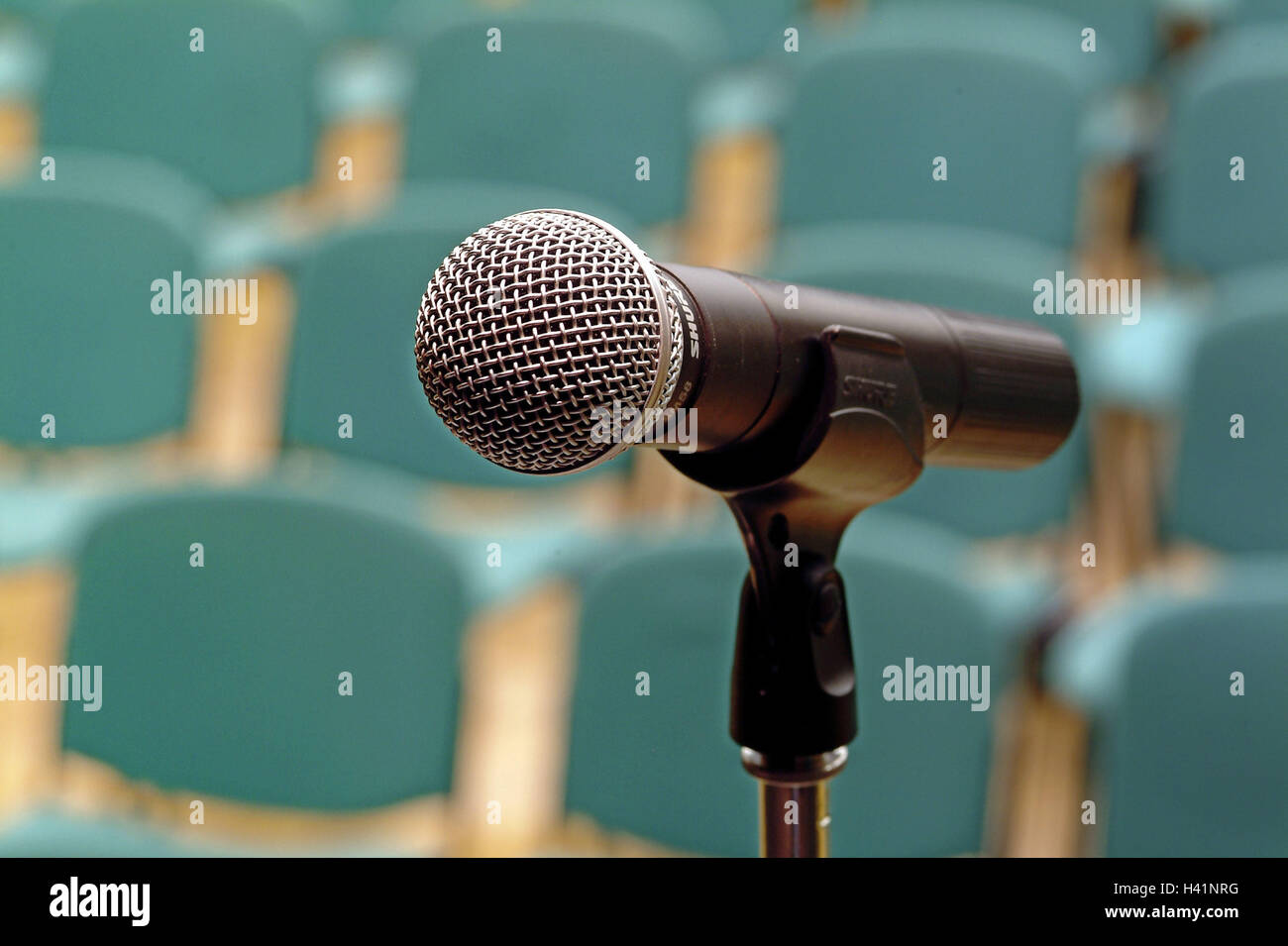 Lecture-hall, empty, chairs, microphone, Detail Hall, lecture-hall ...