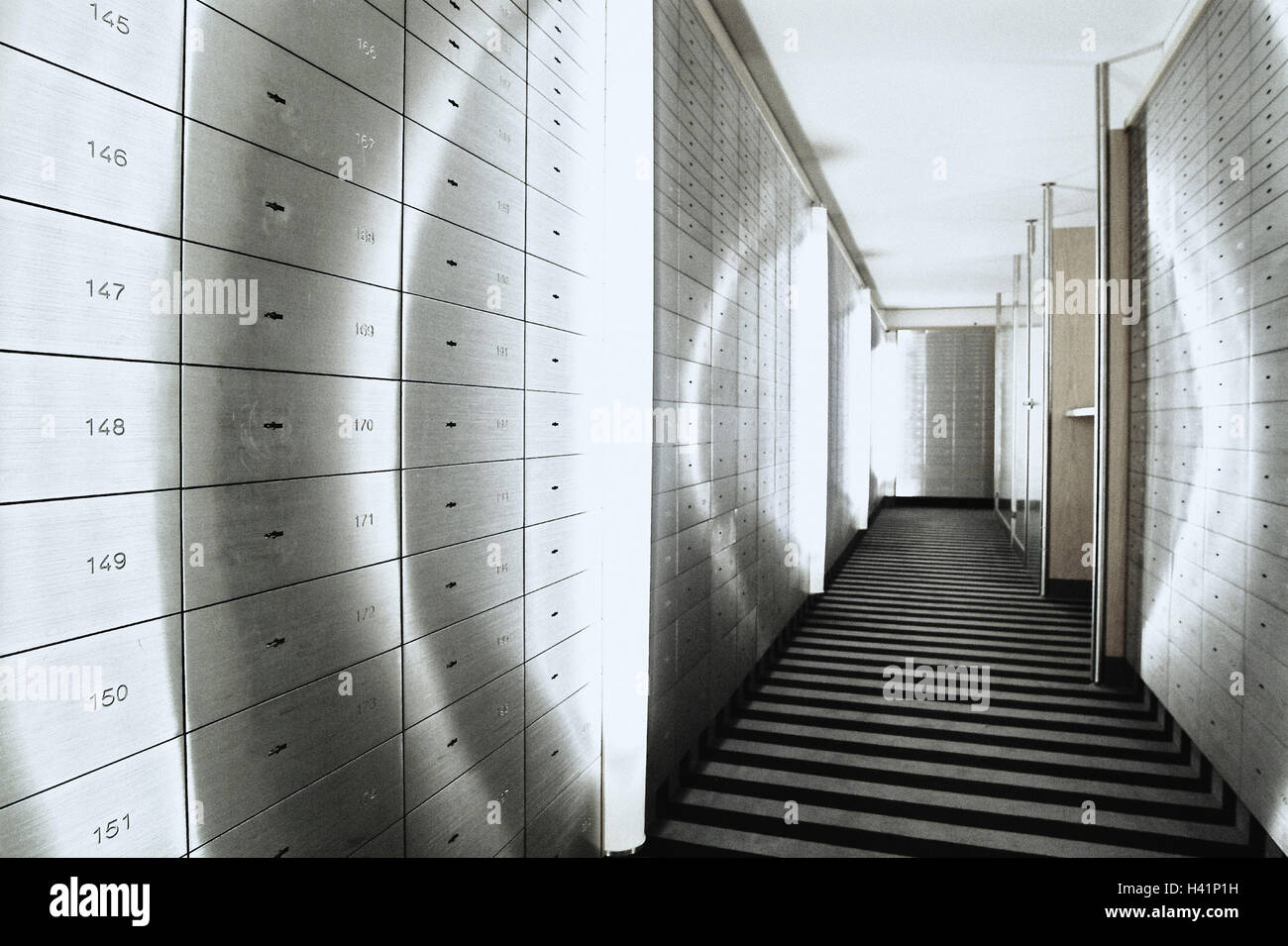 Bank, vault, lockers, Light idea Bank buildings, indoors, interior ...
