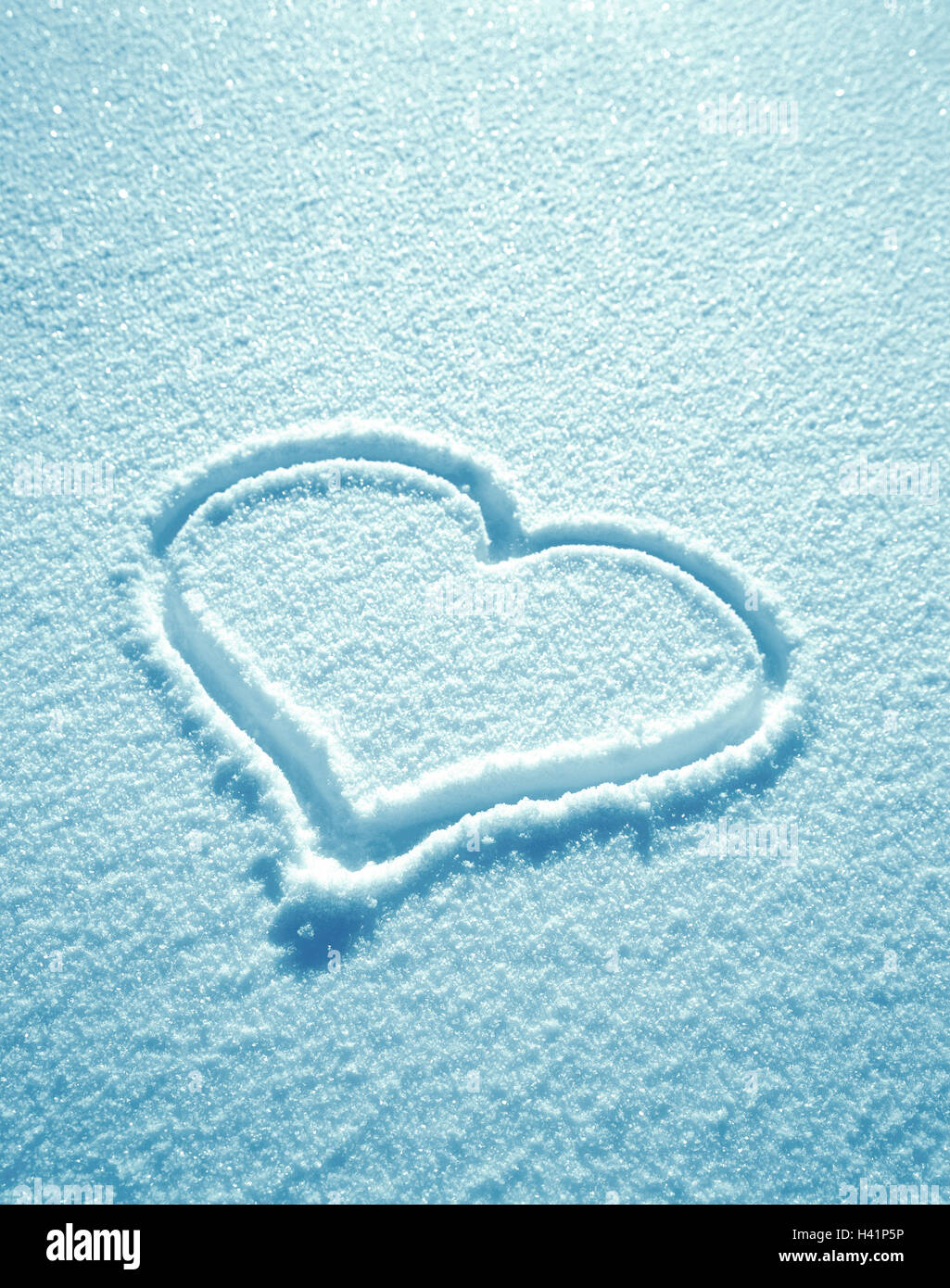 Snow, heart, Still life, conception, snow surface, heart form, icon ...