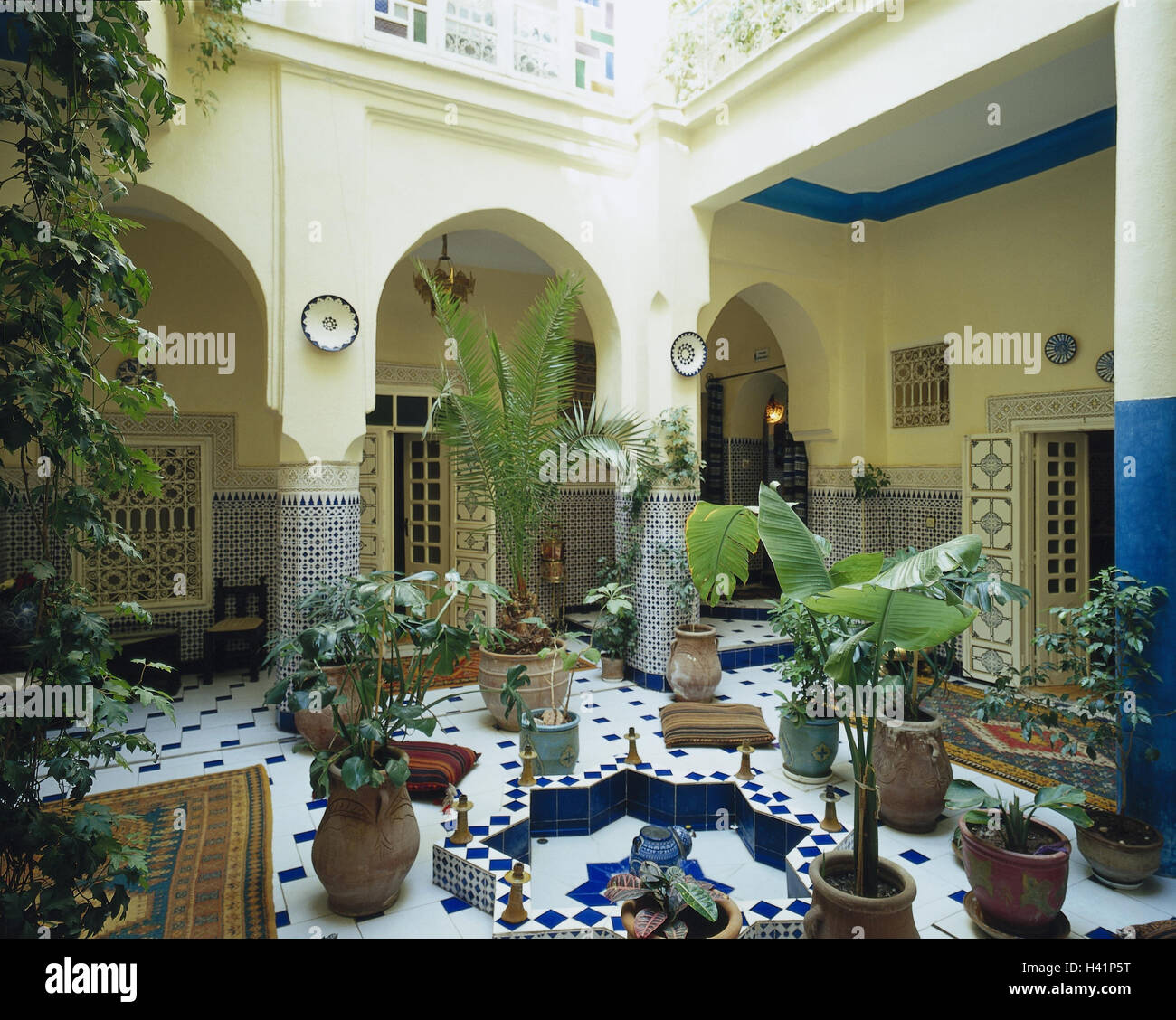 Morocco, Marrakech, residential house, inner courtyard "Riad ...