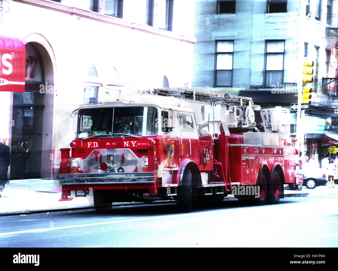 The USA, New York city, Manhattan, street, fire carriage, part town ...