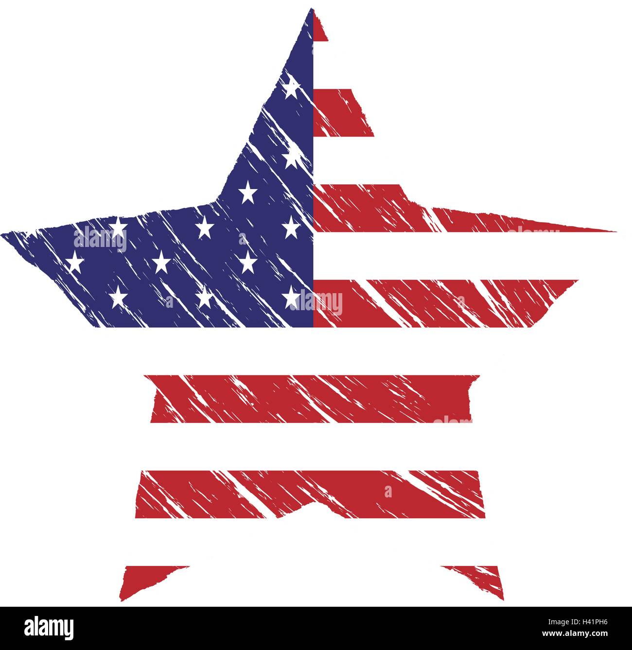 Isolated textured star with the american flag, Vector illustration ...