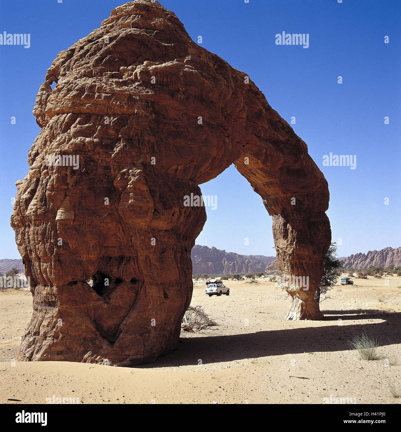 Chad, mesa country Ennedi, Tokon, scenery, bile bow, vegetation, cross ...